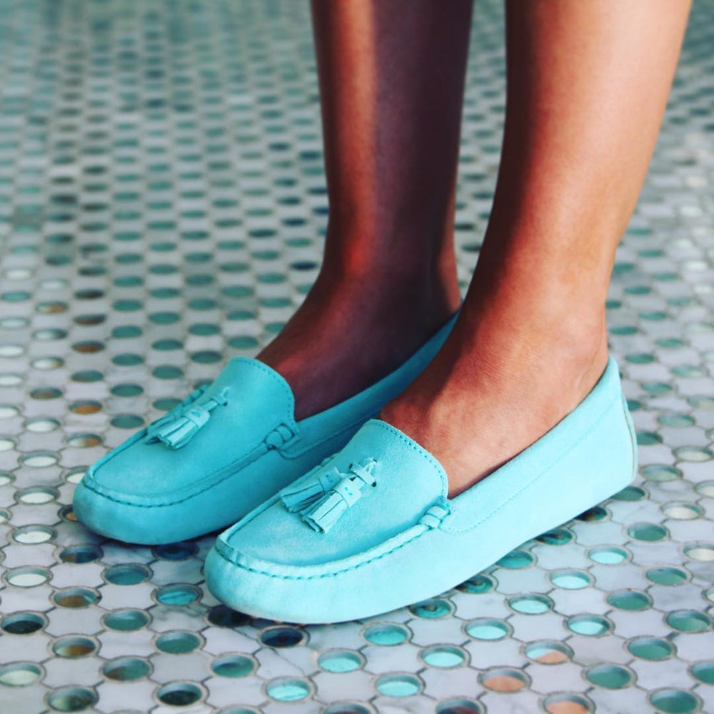 Tasselled Driving Loafers, black suede - Hugs & Co.