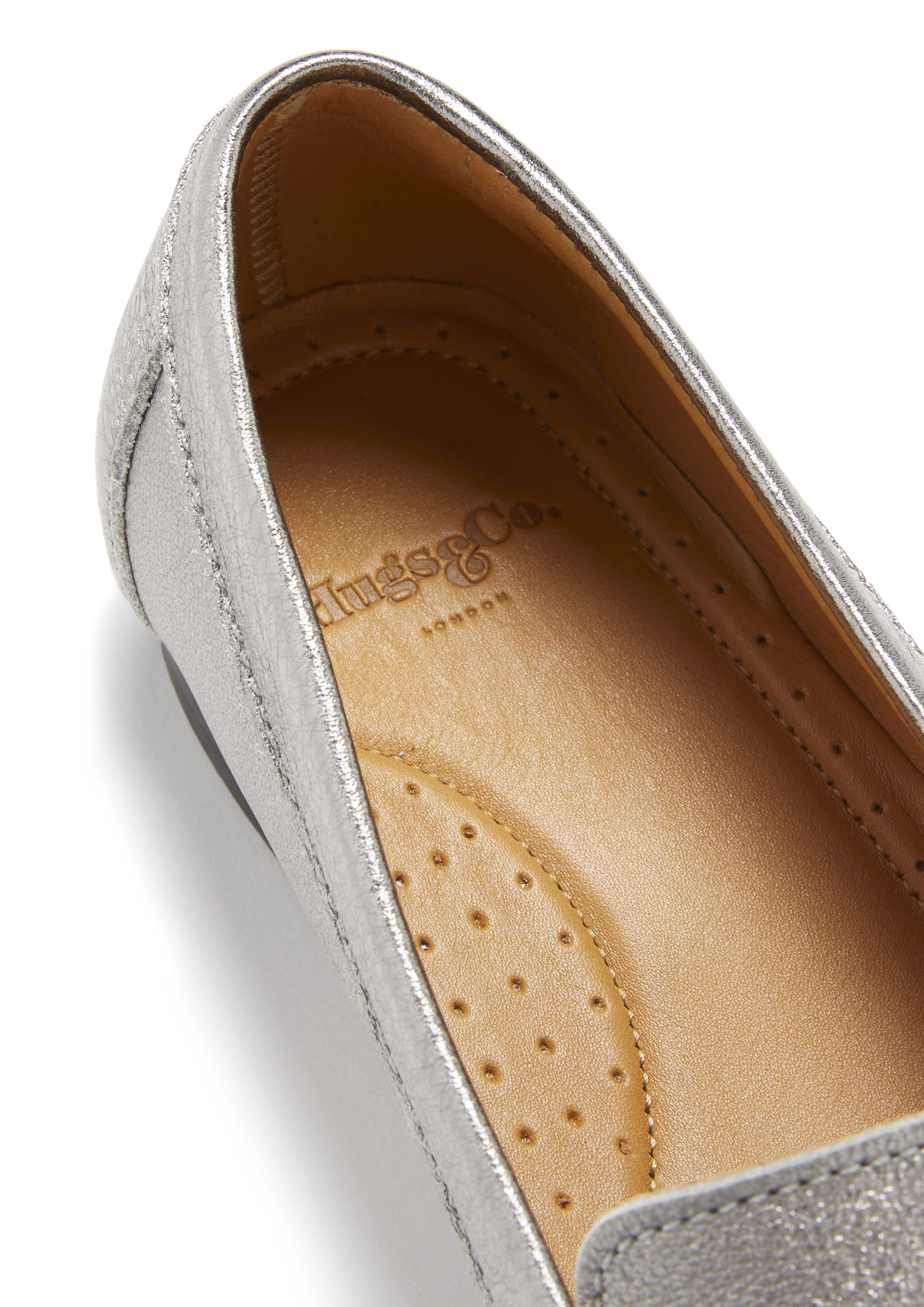 Women's Penny Loafers Leather Sole, titanium metallic leather - Hugs & Co.