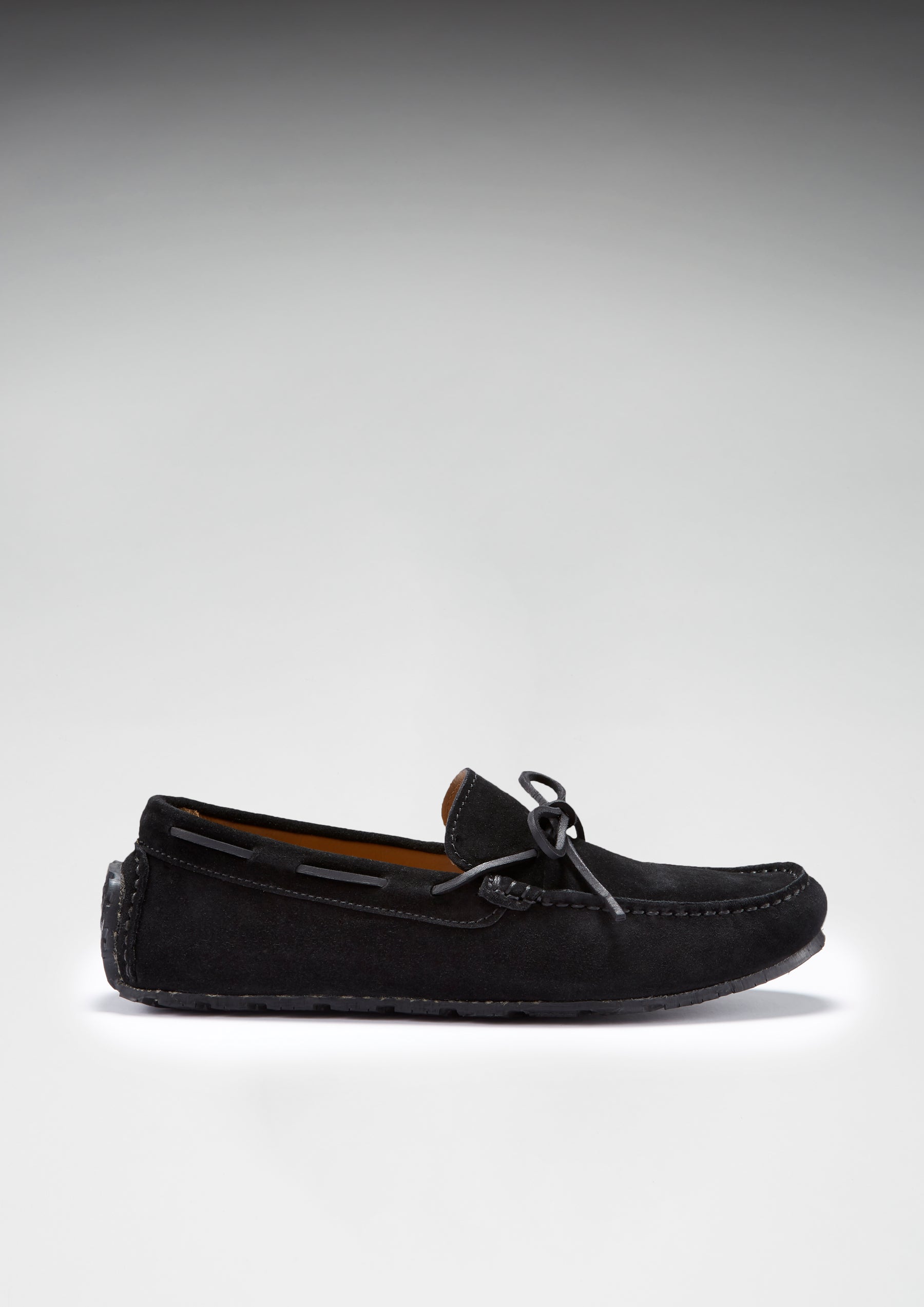 Tyre Sole Laced Driving Loafers, black suede - Hugs & Co.