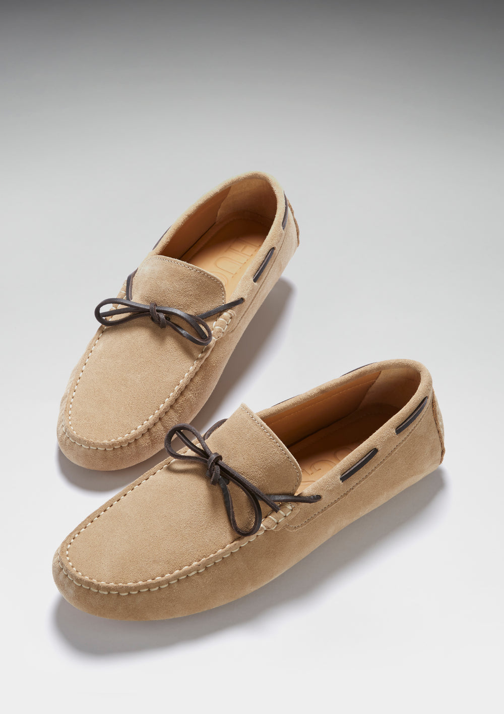 Laced Driving Loafers, taupe suede - Hugs & Co.