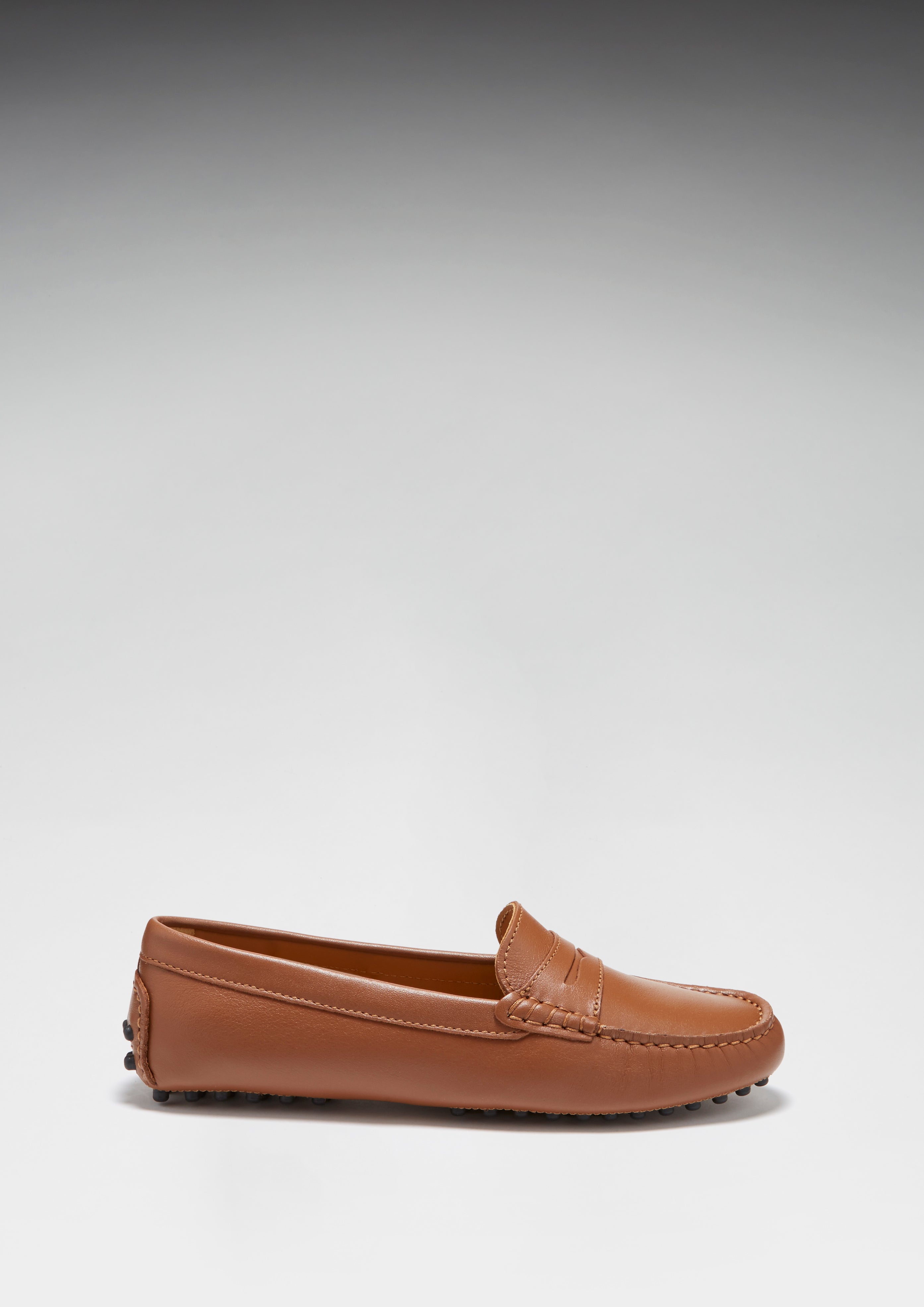 Women's Penny Driving Loafers, tan leather - Hugs & Co.