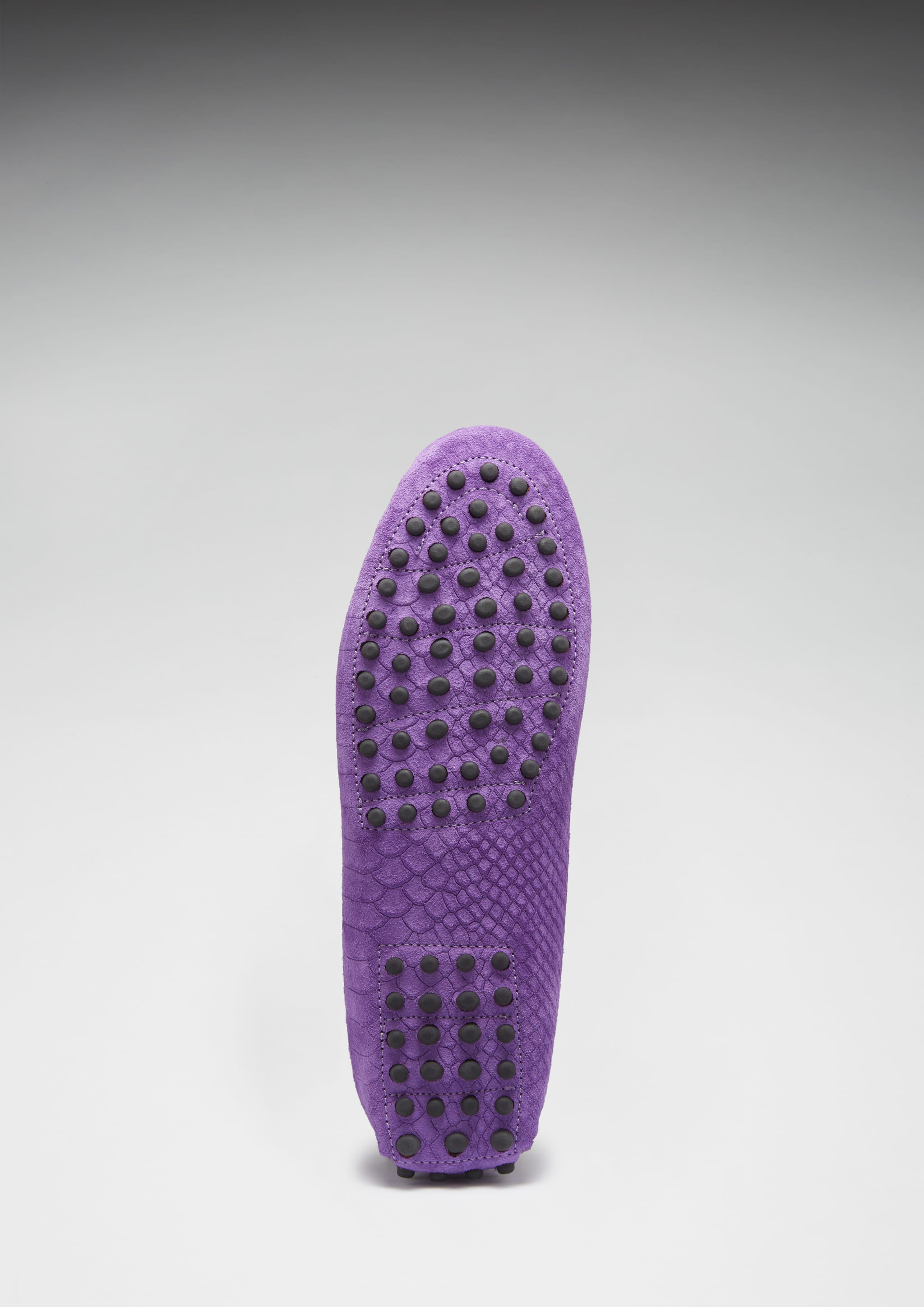 Women's Tasselled Driving Loafers, purple embossed suede - Hugs & Co.
